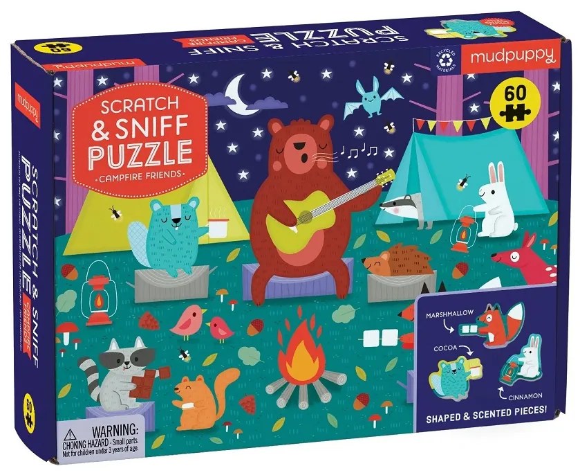 Mudpuppy Puzzle Zvířecí kamarádi u táboráku s vůní 60 dílků