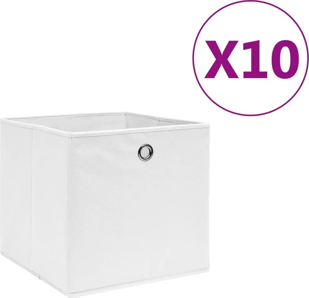 vidaXL Úložné boxy 10 ks netkaná textilie 28 x 28 x 28 cm [325218] Barva: Bílá