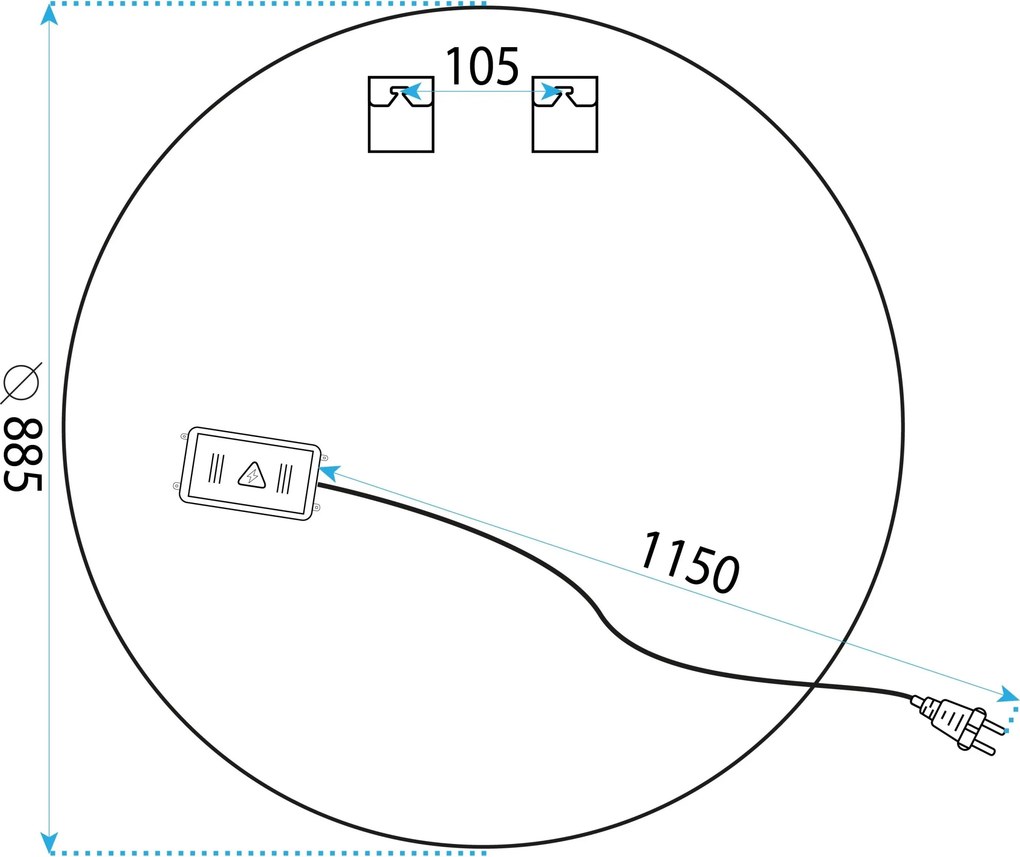 Kulaté dotykové zrcadlo s LED osvětlením HZJ090 90 cm