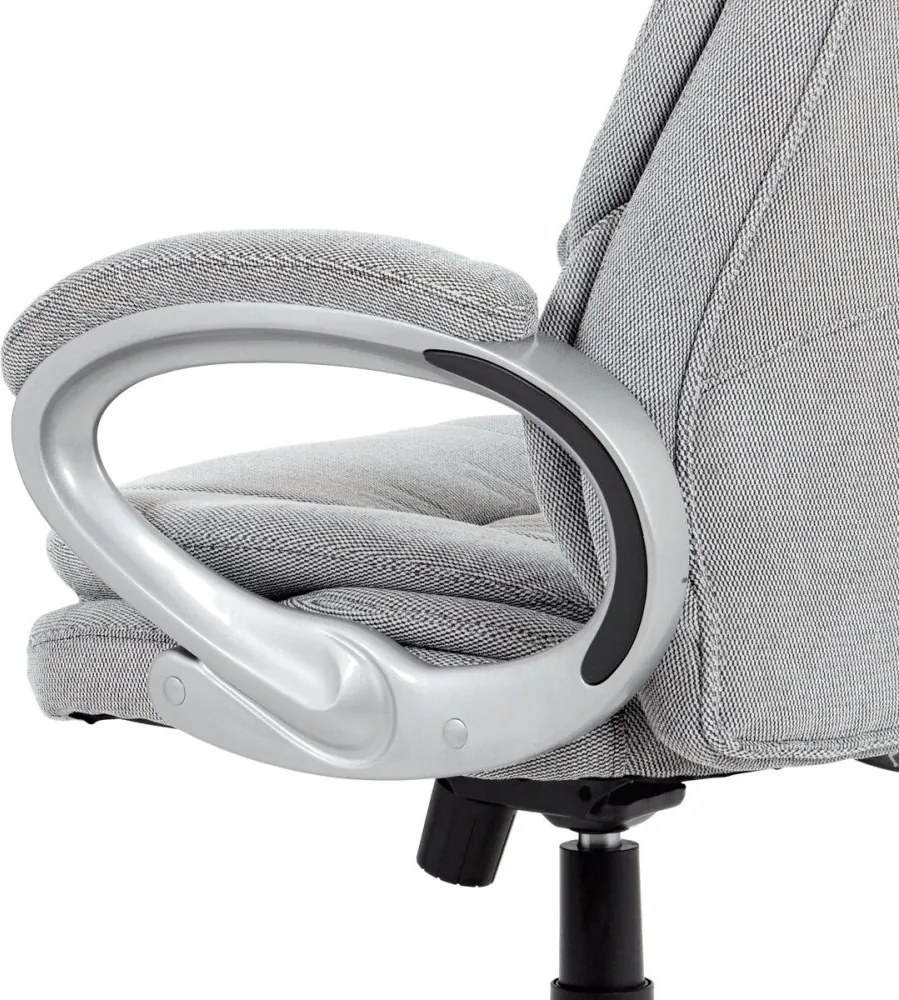 Kancelářská židle, látka, houpací mechanismus, kříž plast stříbrný – opěrák 90°–180° Šedá