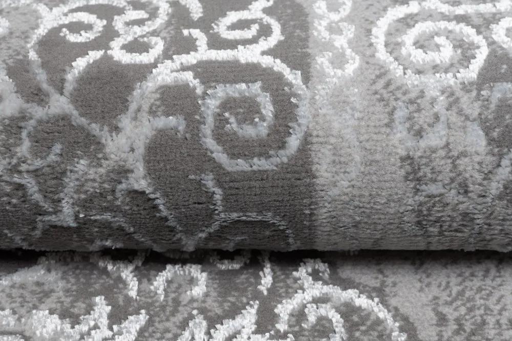 Moderní bílý a šedý designový interiérový koberec se vzorem Šířka: 80 cm | Délka: 150 cm