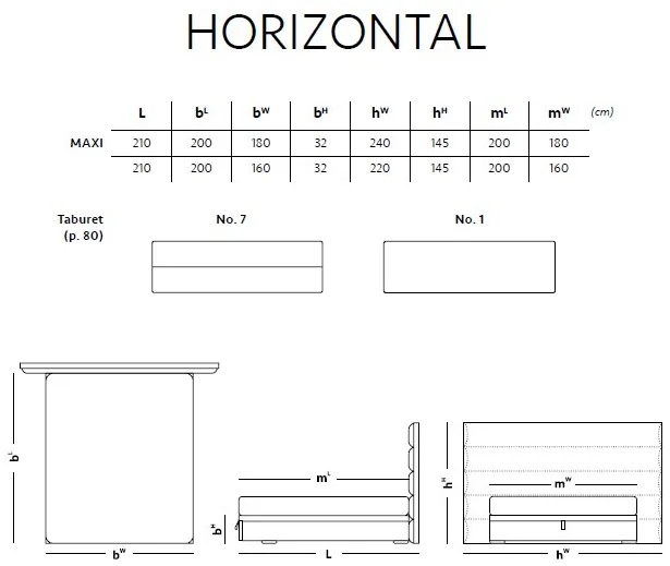 Materasso Čalouněná postel HORIZONTAL boxspring ROZMĚR: 2x (100x200) cm - boxspring