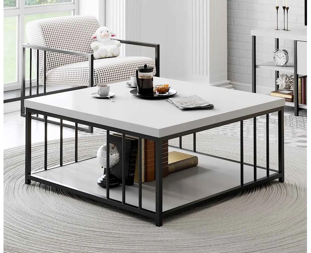 Designový konferenční stolek Natine 90 cm bílý/černý
