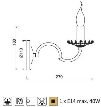 ACA DECOR Nástěnné svítidlo GEISHA max. 40W/E14/230V/IP20
