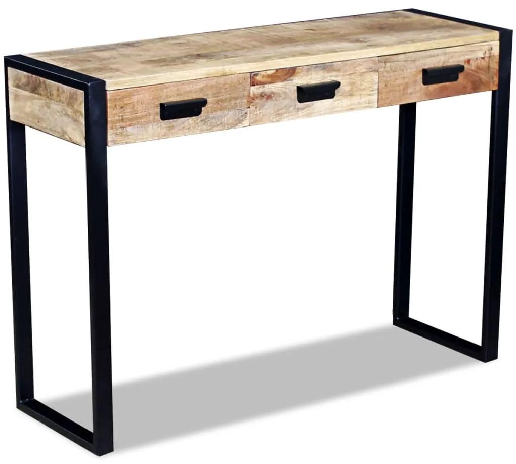 243299 vidaXL Konzolový stolek se 3 zásuvkami, masivní mangovníkové dřevo 110x35x78 cm