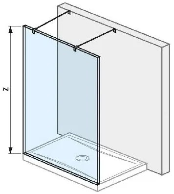 Jika Pure - Skleněná stěna pevná včetně dvou vzpěr, 140x200 cm, s úpravou Jika Perla Glass H2674220026681