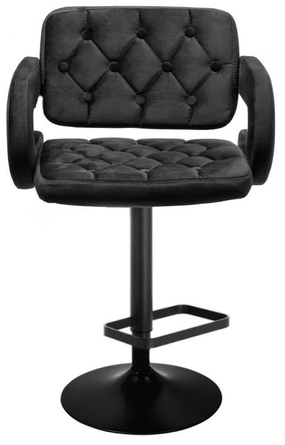 LuxuryForm DESIGN Barová židle ADRIA VELUR na černé kulaté podstavě - černá