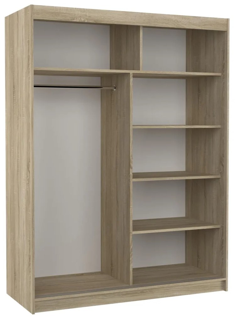 Šatní skříň s posuvnými dveřmi Limbo - 150 cm Barva: Bílá/Černá