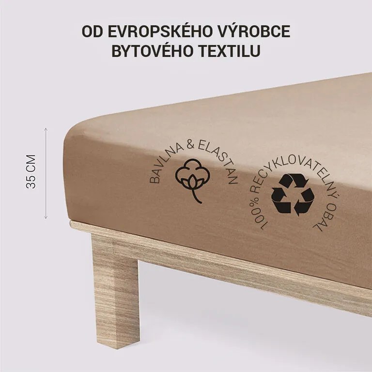 Napínací prostěradlo jersey s elastanem ořechové 90 x 200 cm