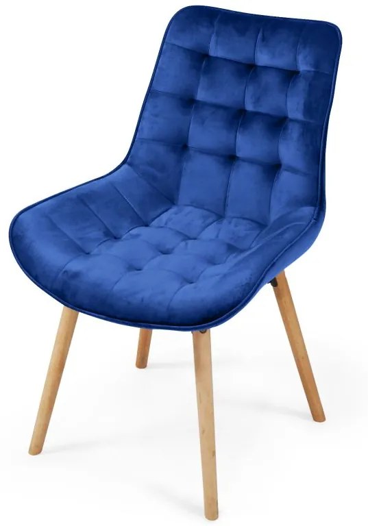 MIADOMODO Sada prošívaných jídelních židlí, modrá 4 ks