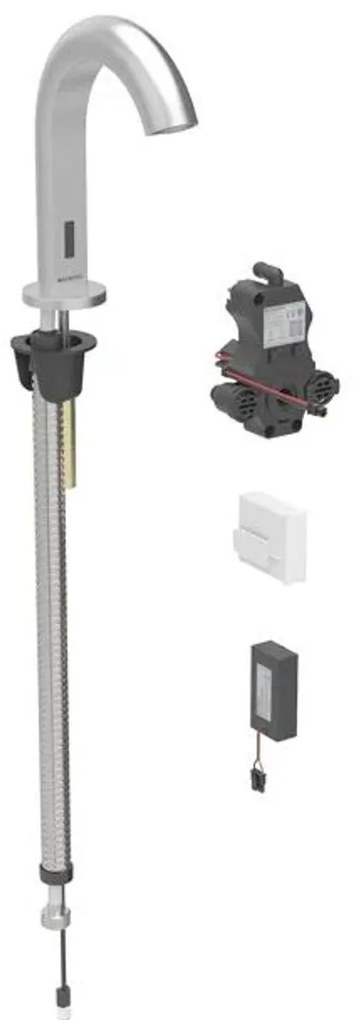 Geberit Piave - Elektronický umyvadlový ventil, pro studenou vodu, bateriové napájení, easy to clean, kartáčovaná nerez 116.183.SN.1