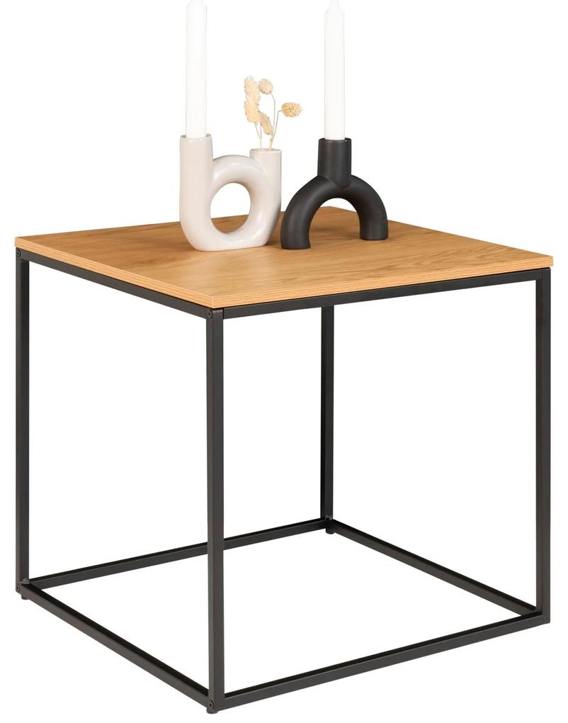 House Nordic Odkládací stolek, dubový vzhled, černý rám\n45x45x45 cm