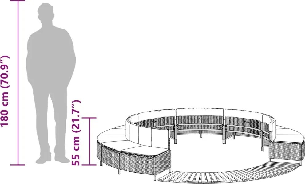vidaXL Obruba k vířivce polyratan a masivní akáciové dřevo [3270636] Barva: Černá