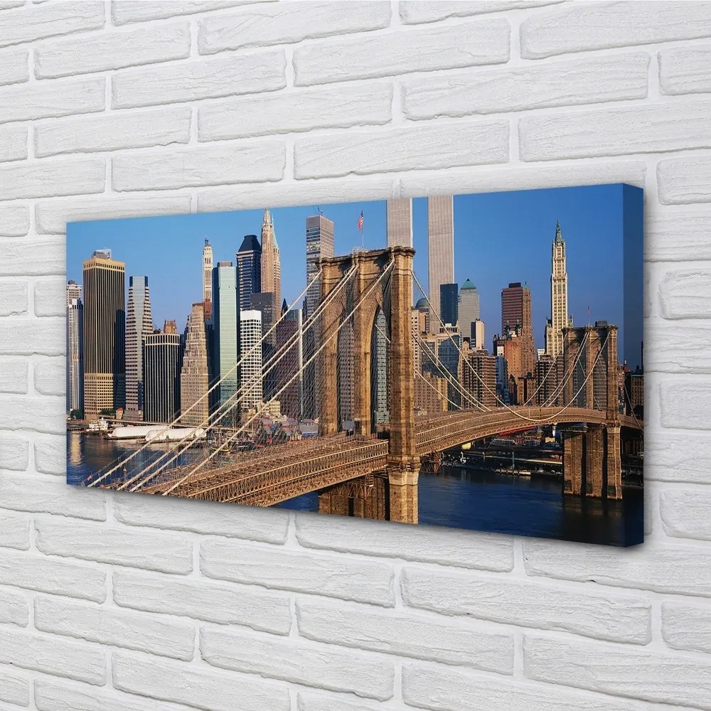 Obrazy na plátně Bridge Mrakodrapy river 140x70 cm