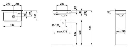 LAUFEN H8159540001041 - Závěsné umyvadlo PRO 48x28 cm keramika/bílá