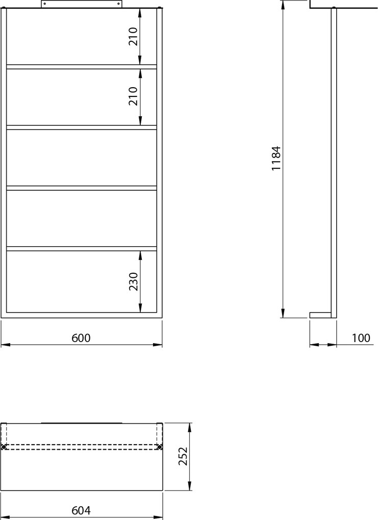 Sapho Sapho, SKA nástěnný držák ručníků s policí 604x1184x252mm, bílá mat, SKA712
