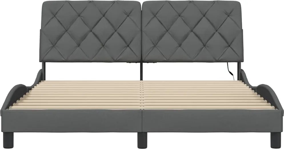 Rám postele s LED bez matrace Tmavě šedá 160x200 cm Látka 3310679