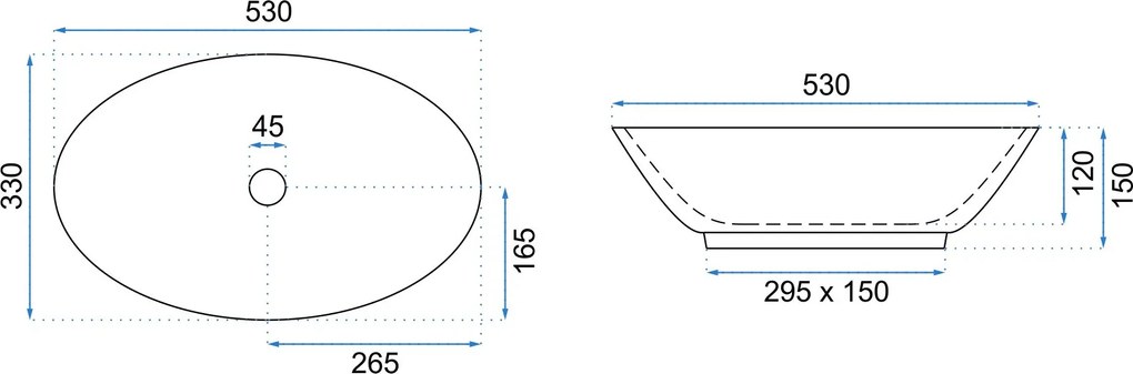Rea Pamela umyvadlo, 53 x 33 cm, bílá, REA-U4603