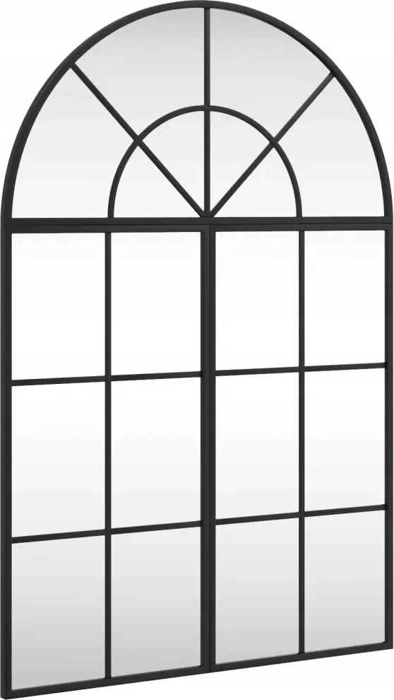 vidaXL Zrcadlo, černé, 60 x 90 cm, zakončené obloukem, železo