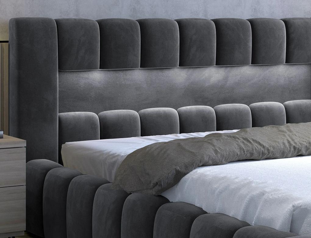 Eltap Čalouněná postel Lamica s úložným prostorem - dřevo Materiál a barva potahu: Monolith 85 - šedá, Rozměry (cm): 160x200