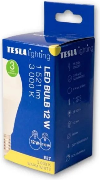 TESLA BL271230-1 - LED bulb žárovka E27, 12W, 1521 lm, 3000K, teplá bílá