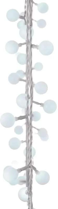  LED světelný cherry řetěz – kuličky 2,5cm, 4m, stud. b.,čas.