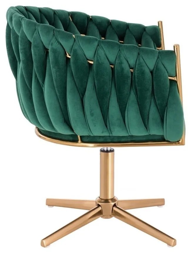 LuxuryForm DESIGN Otočná židle NORDEN VELUR na zlatém kříži - zelená