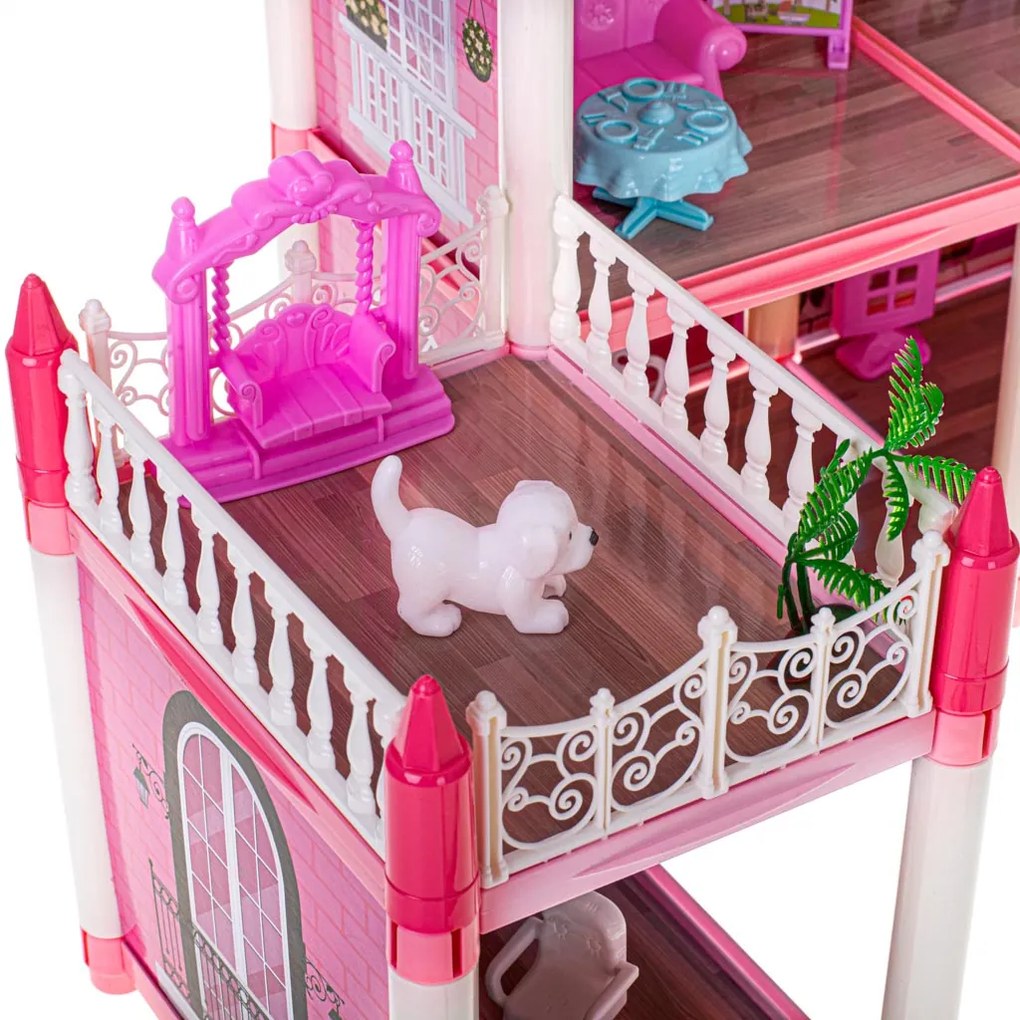 Creative Corner Domeček pro panenky růžová DIY 4 úrovně nábytku