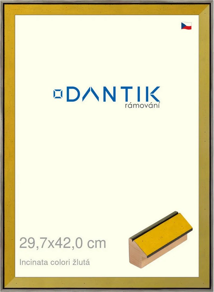 DANTIK rámeček 29,7x42 | INCLINATA colori žlutá (Plexi Čiré)