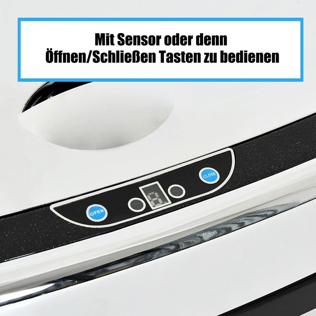HOMCOM Automatický odpadkový koš se senzorem, kuchyňský, nerez, stříbrný, 68L| Aosom