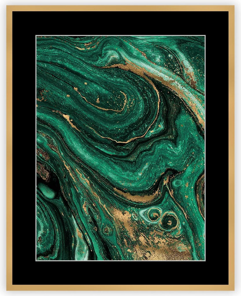 Obraz Abstract Green&amp;Gold II 40 x 50 cm