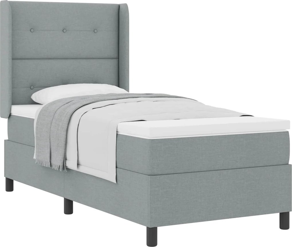Postel s boxspringem s polštářem Světle šedá 200 x 80 cm textil 3341609