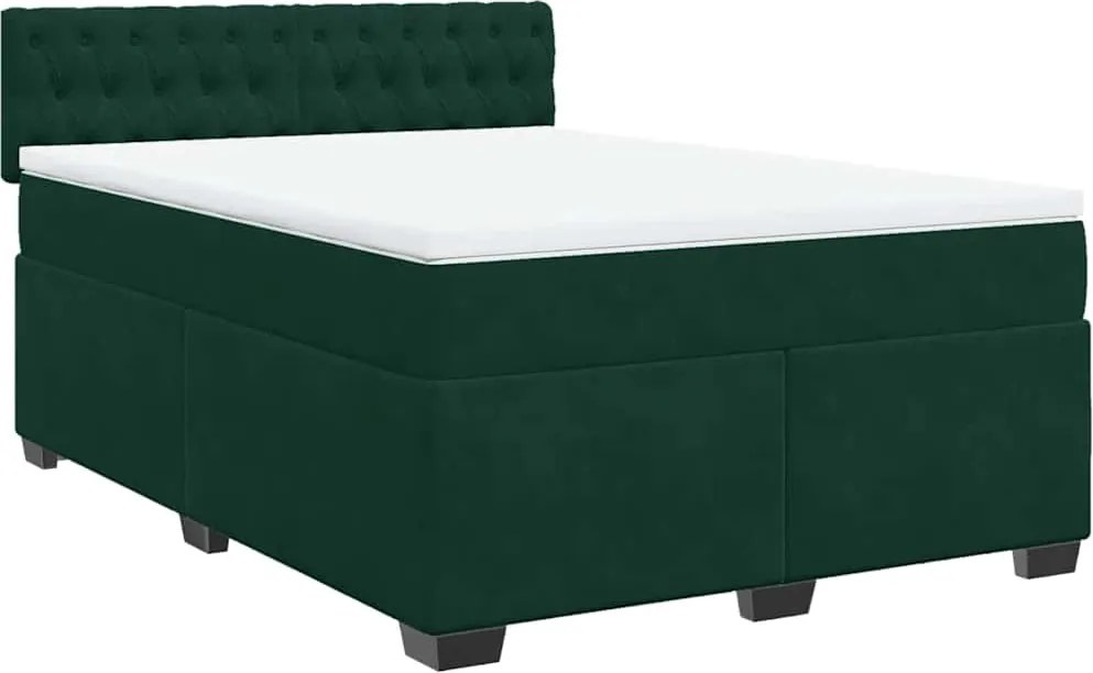 Box spring postel s matrací tmavě zelená 160x200 cm samet 3286369