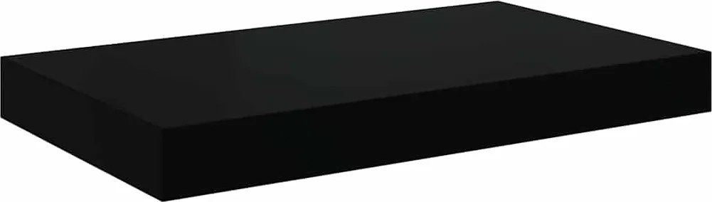 Plovoucí nástěnná police černá vysoký lesk 40 x 23,5 x 3,8 cm MDF 323763