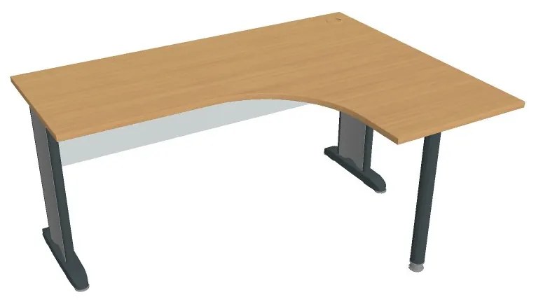 Stůl ergo oblouk levý 160×120/60 cm - Hobis Cross CE 60 L Dekor stolové desky: buk, Dekor lamino podnože: šedá, Barva nohou: černá