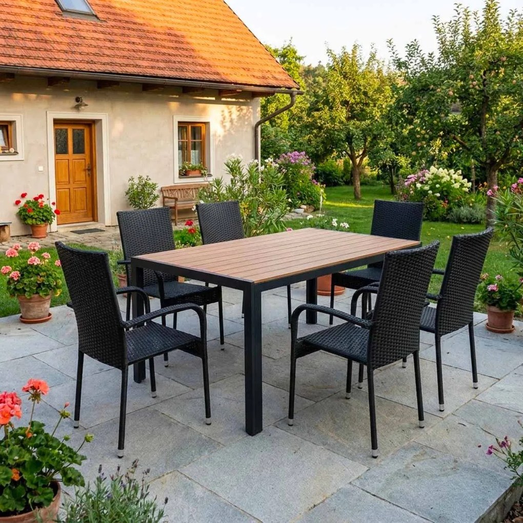Vikio Zahradní ratanový set 150x90 pro 6 osob DT276-P přírodní