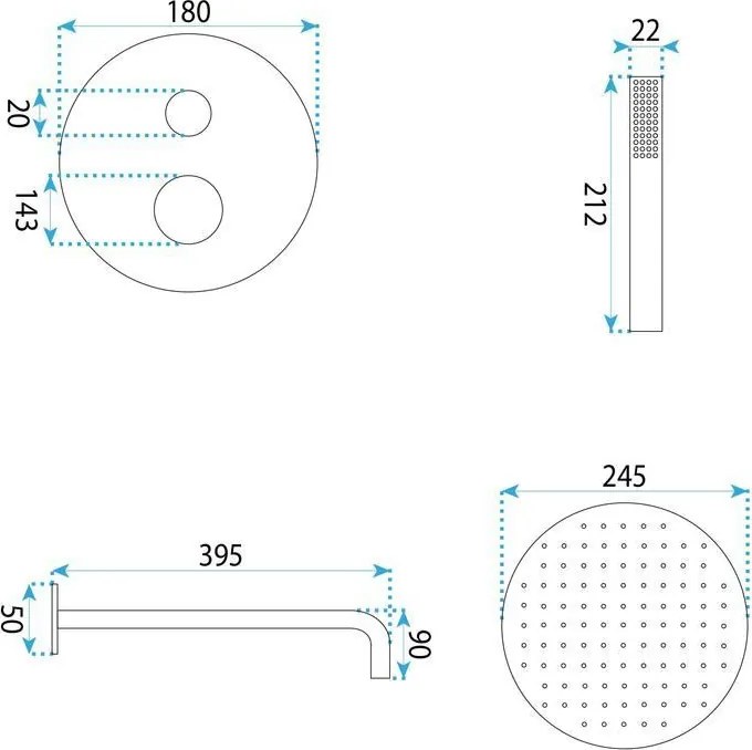 Rea Venti, podomítková sprchová souprava + BOX, zlatá lesklá, REA-P8713