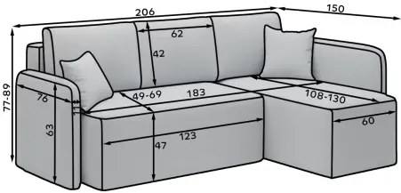 Světle šedá rohová sedací souprava HADSON Varianta: Pravý roh