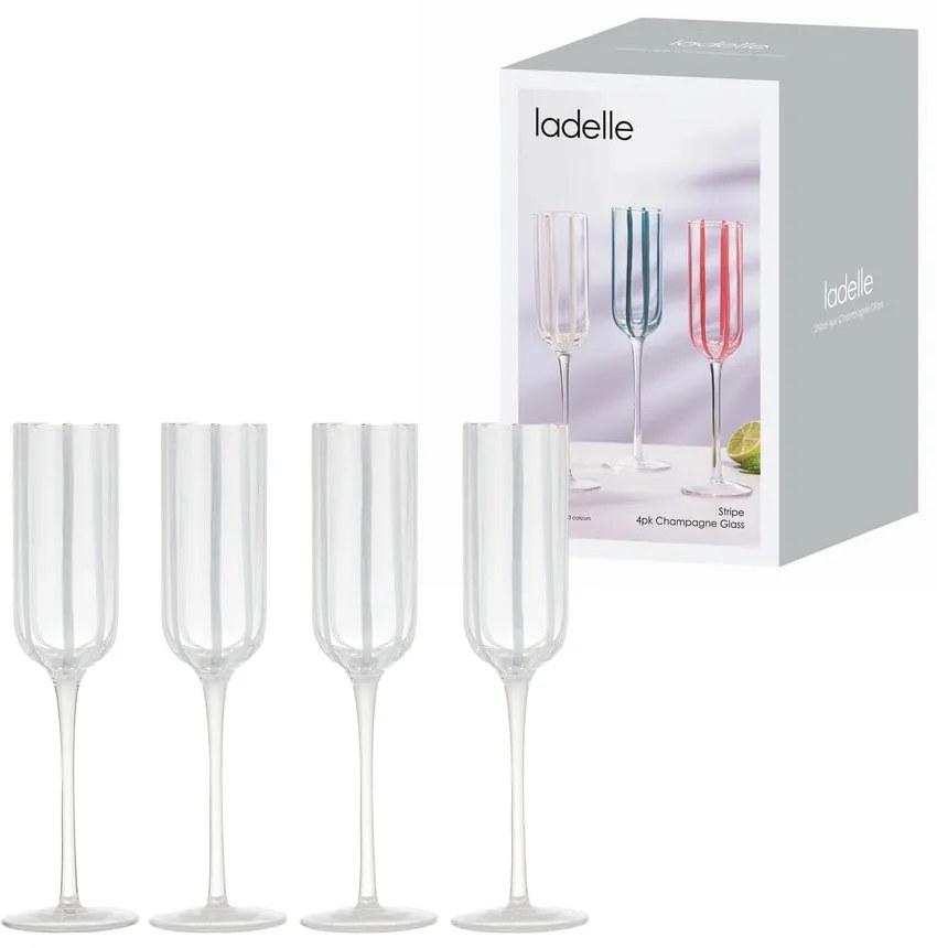 Skleničky v sadě 4 ks na sekt 180 ml Stripe – Ladelle