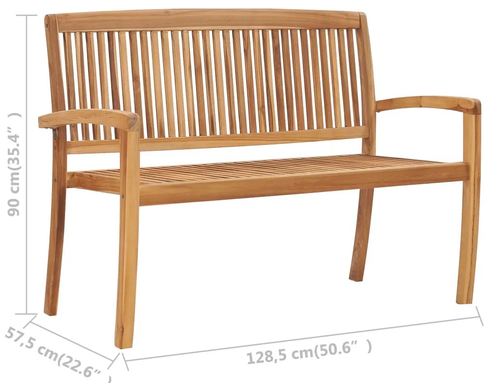 vidaXL Marketos 2místná stohovatelná zahradní lavice 120 cm masivní teak