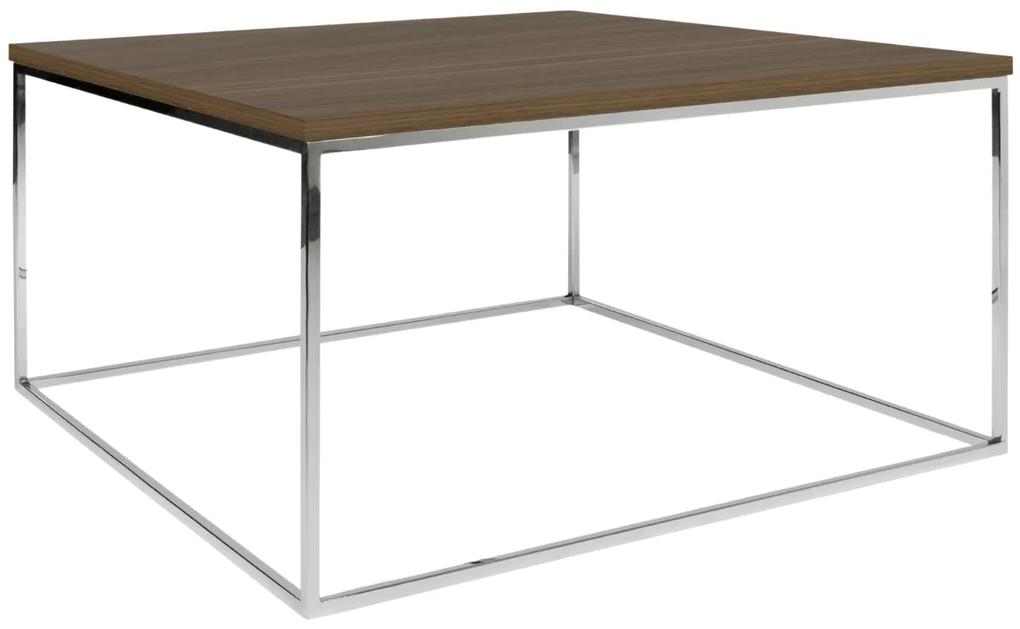 OnaDnes -20% Ořechový konferenční stolek TEMAHOME Gleam 75x75 cm s chromovanou podnoží