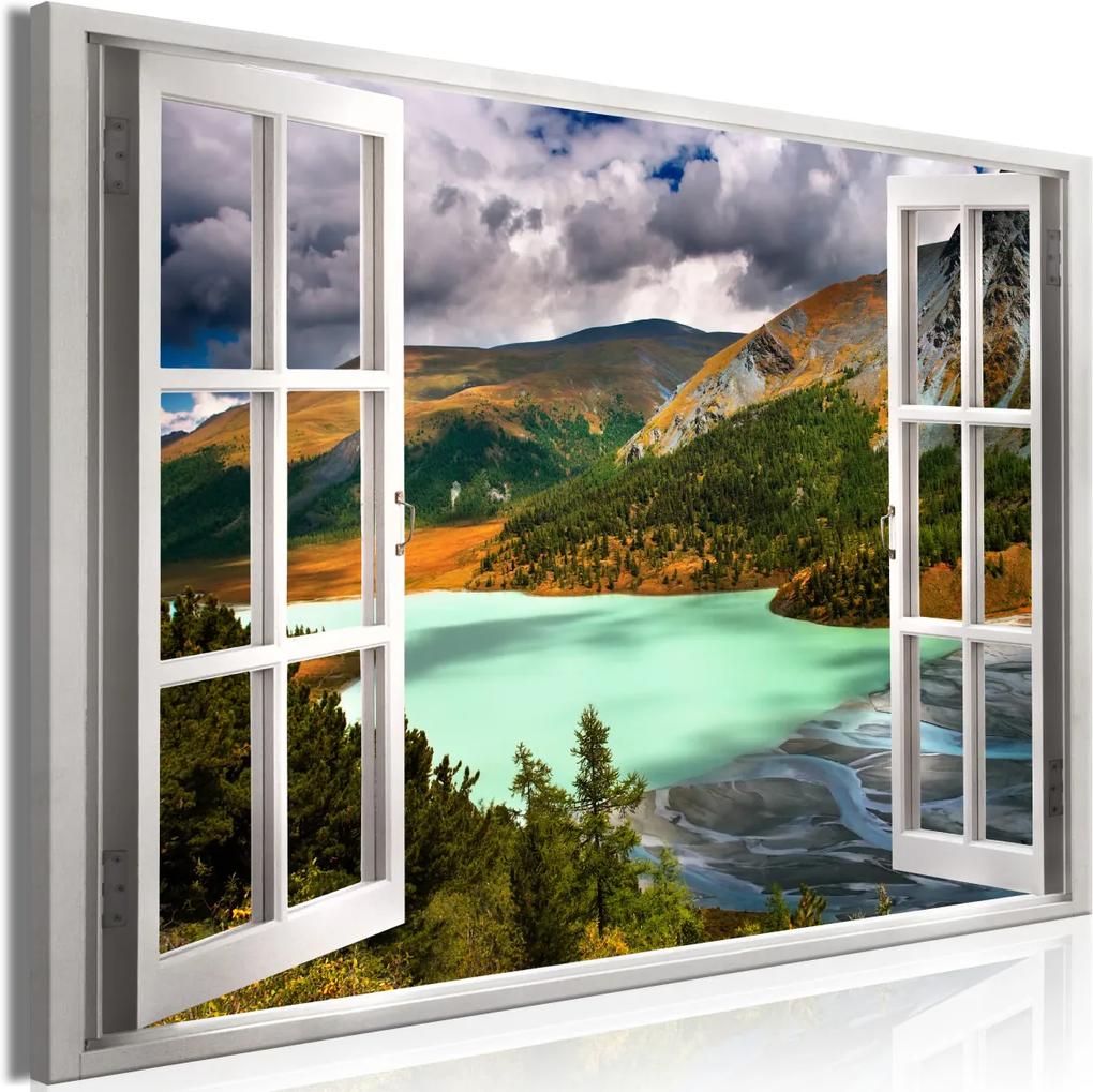 3D obraz okno do hor + háčky, hřebíčky ZDARMA Velikost (šířka x výška):  90x60 cm | BIANO