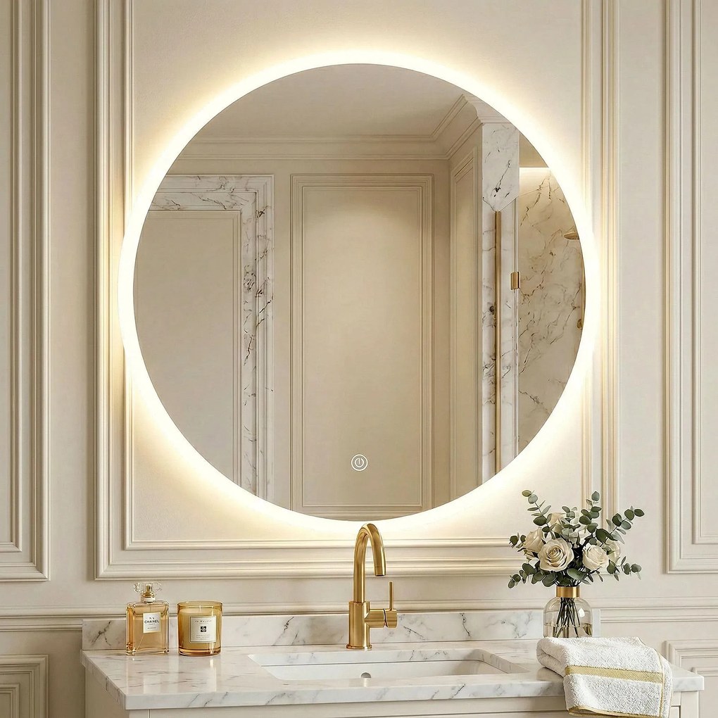 Tutumi Zrcadlo ⌀100 cm s regulovatelným LED osvětlením HOM-70005