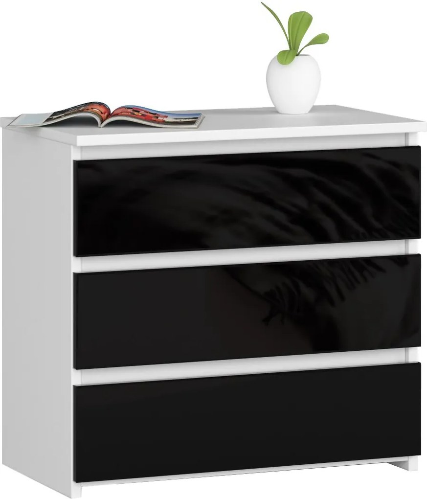 Komoda CL3 60 cm bílá/černý lesk