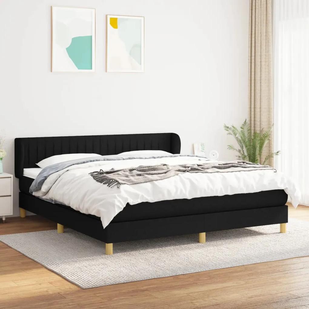 Box spring postel s matrací černá 160x200 cm textil,  3126415