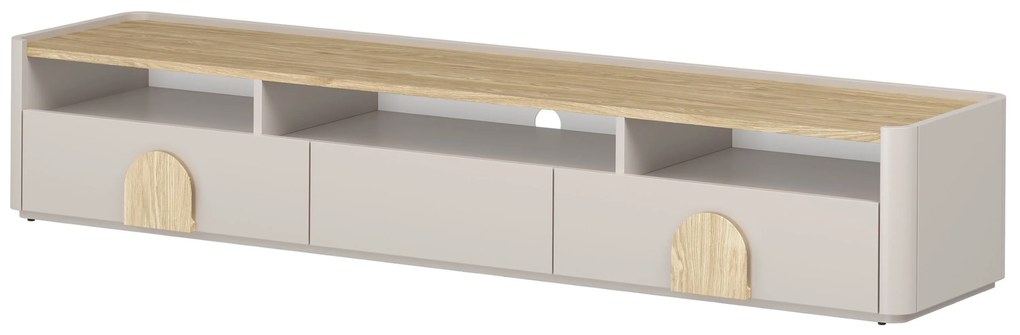 TV stolek Amilio 200 cm - kašmírová / dub olejovaný / úchytky dub světlý