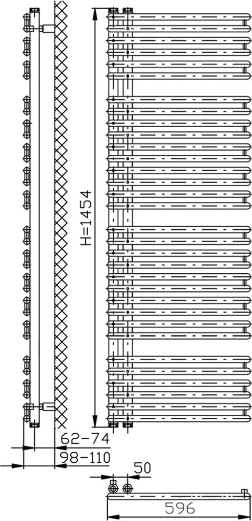 Aqualine TUBINI 596 x 1454 mm DC320T otopné těleso bílá
