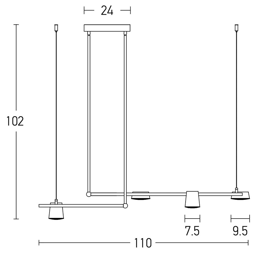 Zambelis 2035 závěsné LED svítidlo černo/zlaté, 28W, 3000K, 110cm