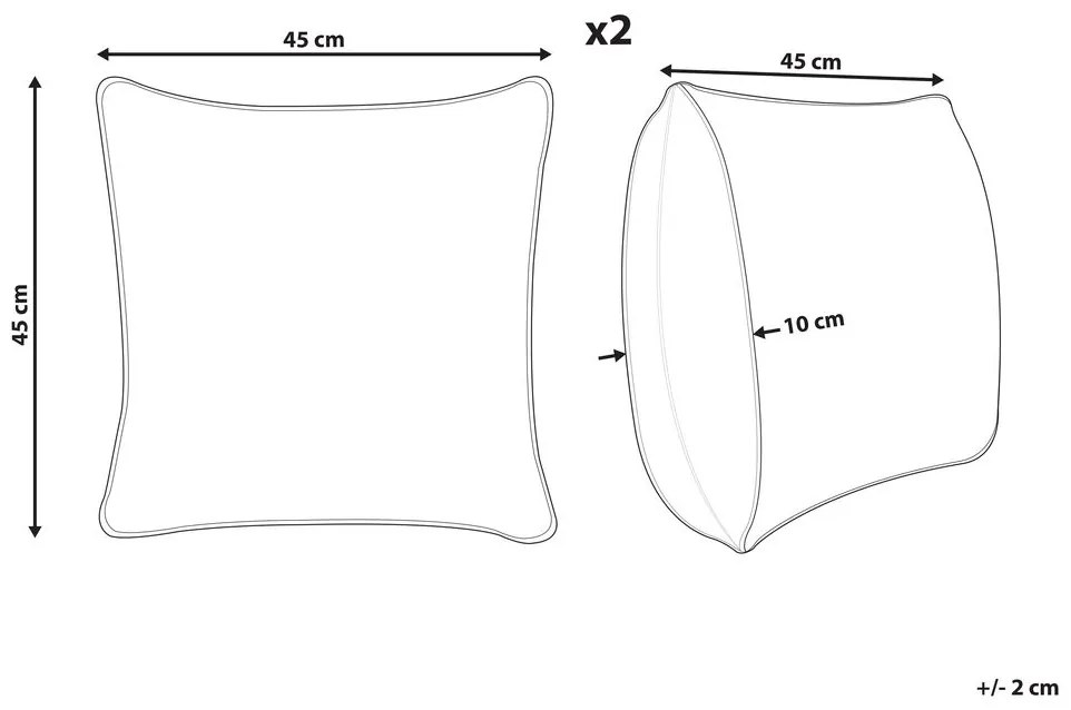 Sada 2 jutových polštářů s geometrickým vzorem 45 x 45 cm vícebarevné URPAD Beliani