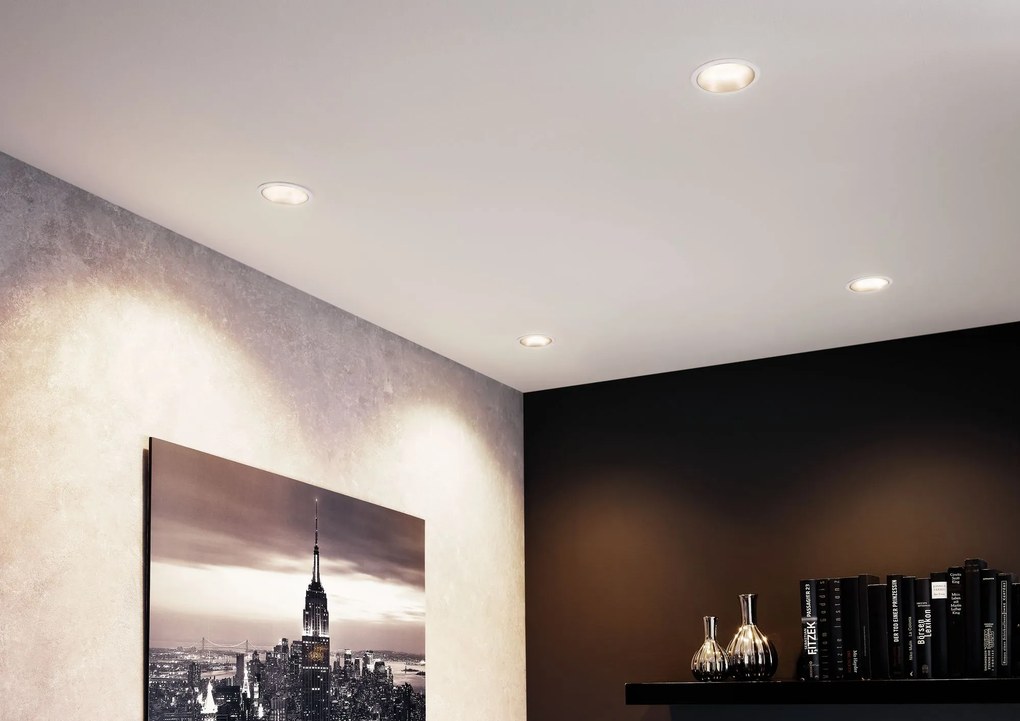 Paulmann 93405 Cole Coin, bodovka v bílo-zlaté úpravě, 1x6W LED 2700K tříkrokové stmívání, prům. 8,8cm, IP44